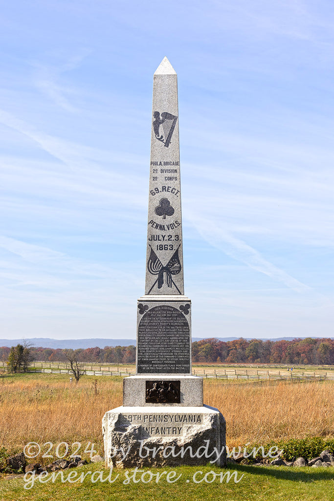Pennsylvania 69th regiment monument Gettysburg national park print ...