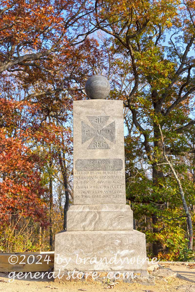 Pennsylvania 91st Infantry Gettysburg monument General Weed print ...