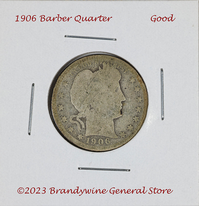 1906 Barber Quarter in Good condition | Brandywine General Store