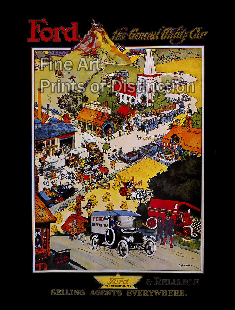 1912 Ford Model T Ad Car Print | Brandywine General Store