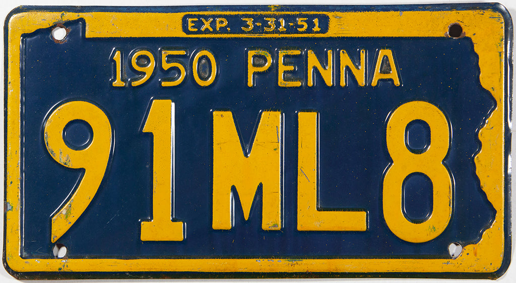 1950 Pennsylvania License Plates | Brandywine General Store