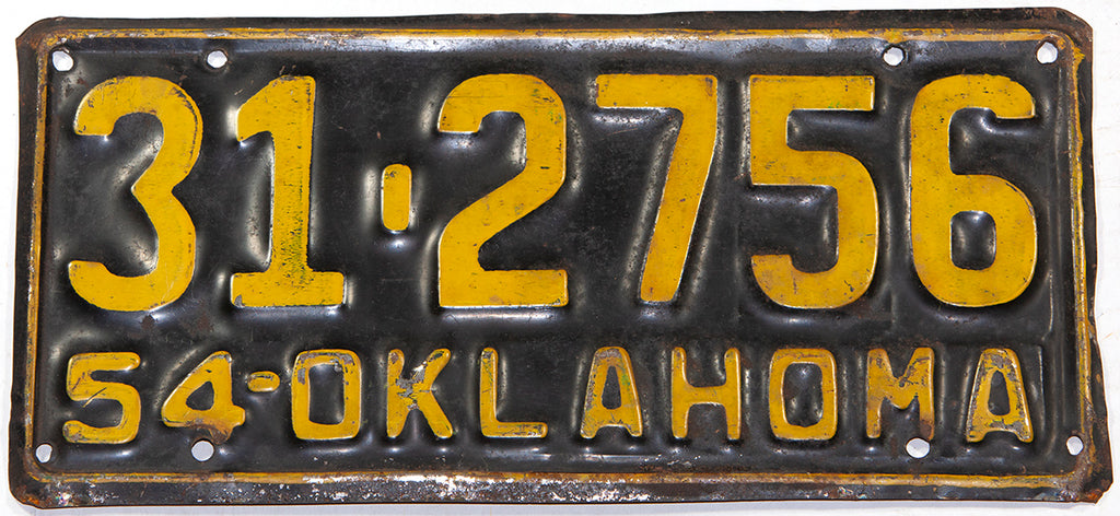 1954 Oklahoma License Plate | Brandywine General Store