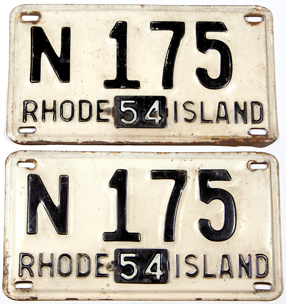 1954 Rhode Island License Plates | Brandywine General Store