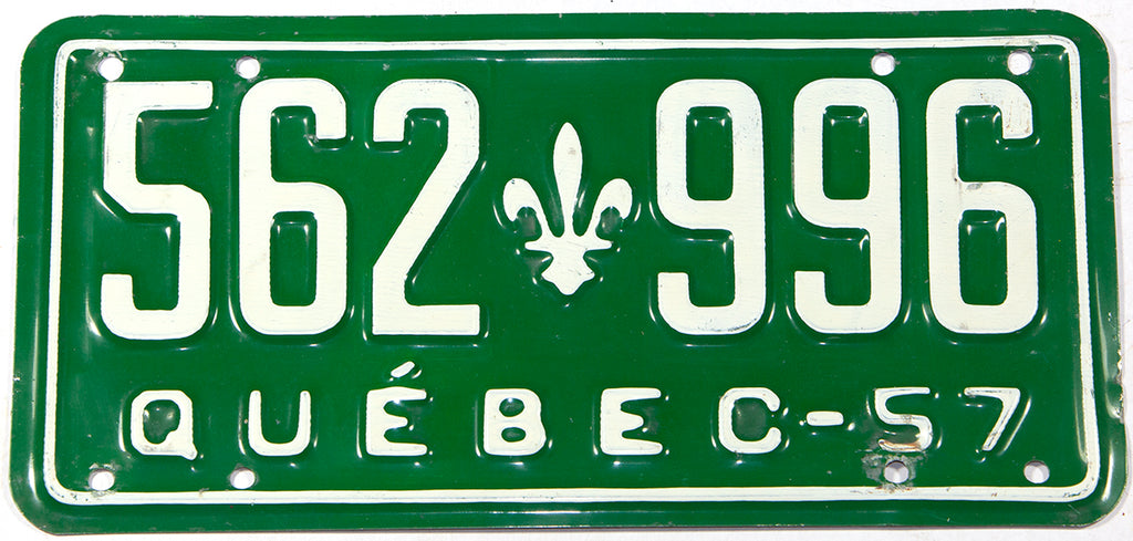 1957 Quebec License Plate | Brandywine General Store