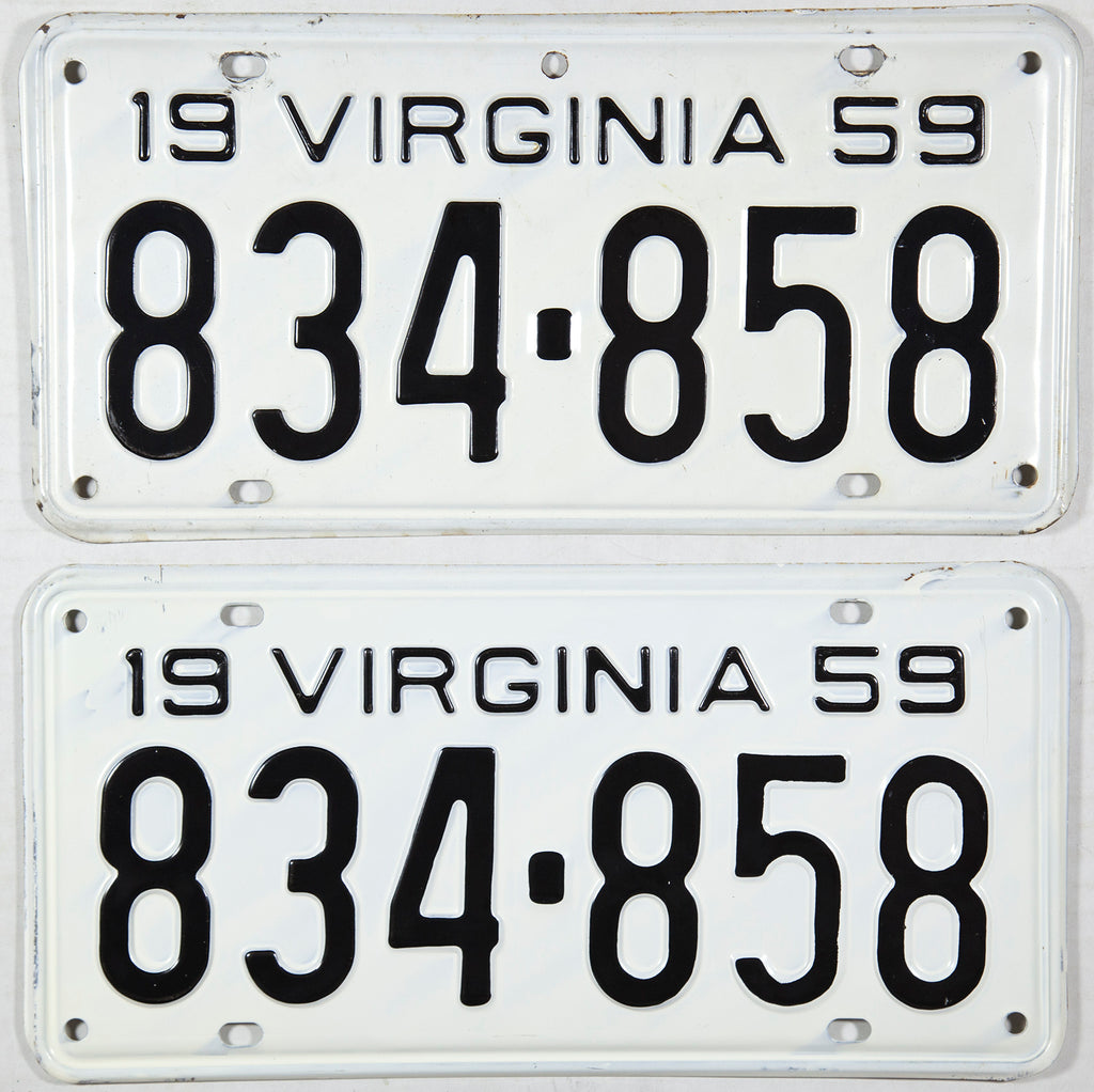 1959 Virginia License Plates | Brandywine General Store