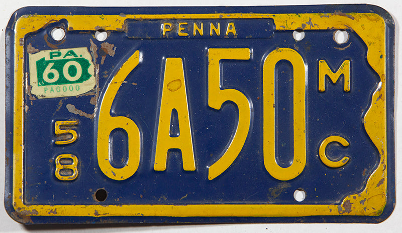 1960 Pennsylvania Motorcycle License Plate | Brandywine General Store