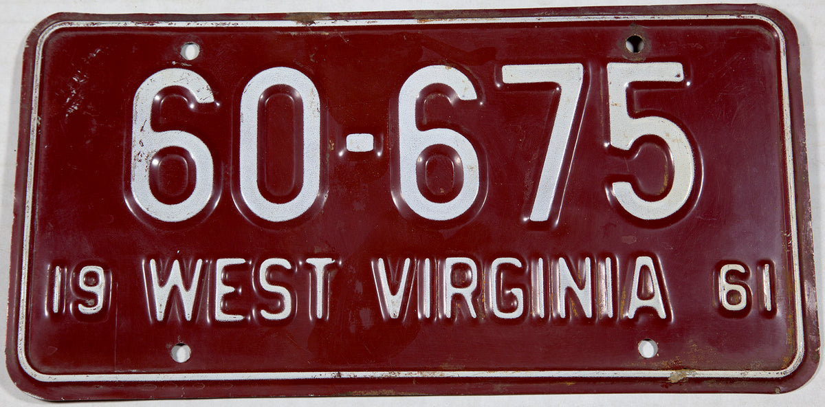 1961 West Virginia Aluminum License Plate | Brandywine General Store