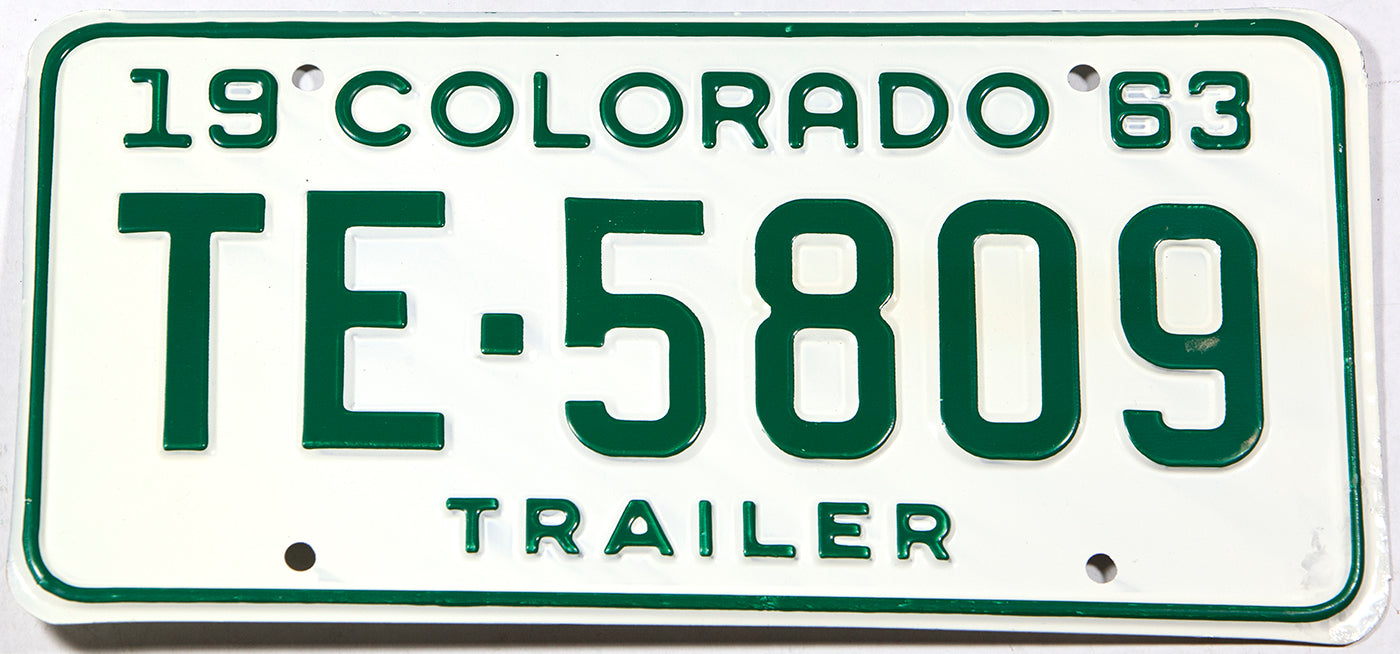 1963 Colorado Trailer License Plate | Brandywine General Store