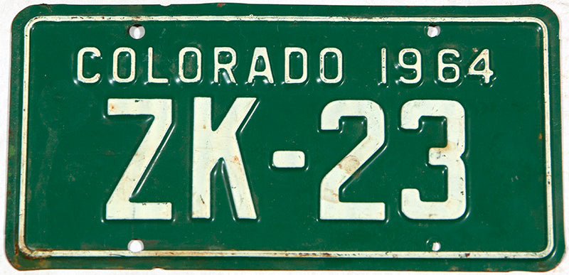 1964 Colorado Motorcycle License Plate | Brandywine General Store