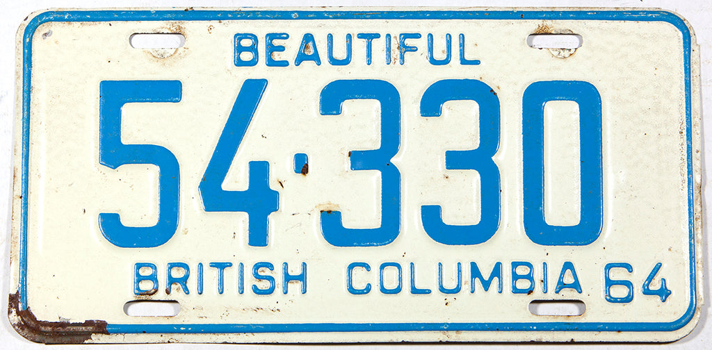 1964 British Columbia License Plate | Brandywine General Store