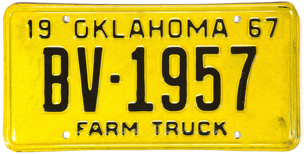 1967 Oklahoma Farm License Plate | Brandywine General Store