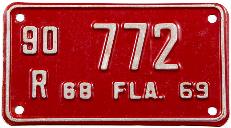 1968 - 69 Florida Motorcycle License Plate | Brandywine General Store
