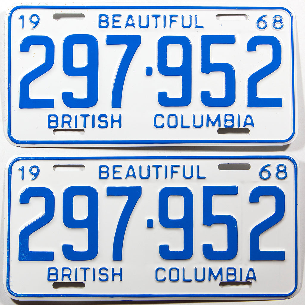 1968 British Columbia License Plate | Brandywine General Store