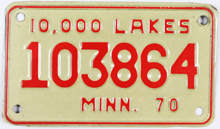 1970 Minnesota Motorcycle License Plate | Brandywine General Store