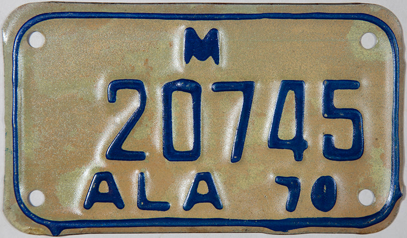 1970 Alabama Motorcycle License Plate | Brandywine General Store