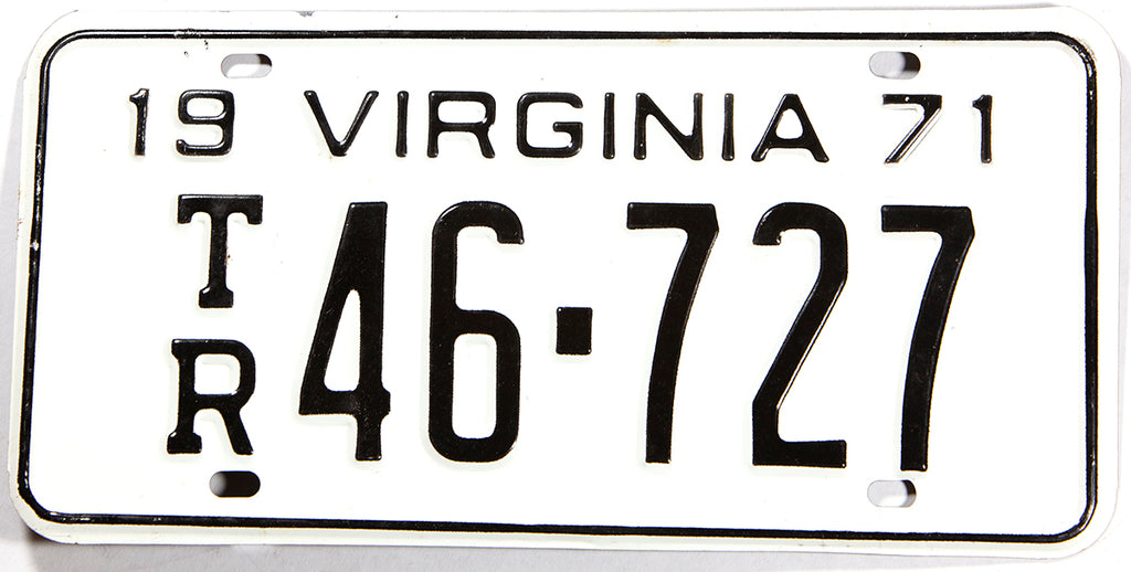 1971 Virginia Trailer License Plate | Brandywine General Store
