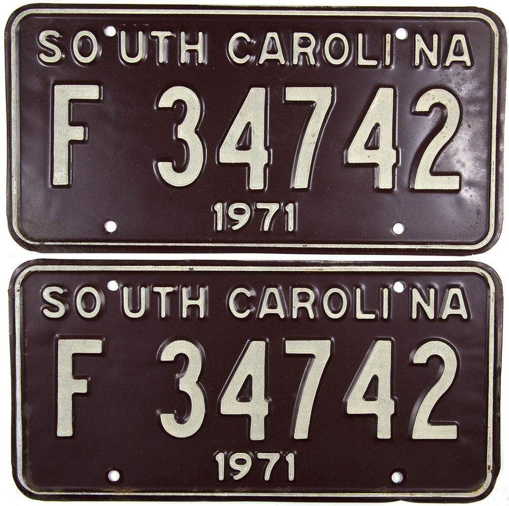1971 South Carolina License Plates | Brandywine General Store