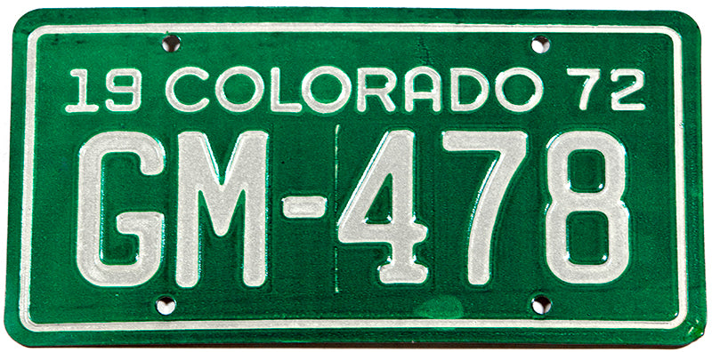 1972 Colorado Motorcycle License Plate | Brandywine General Store