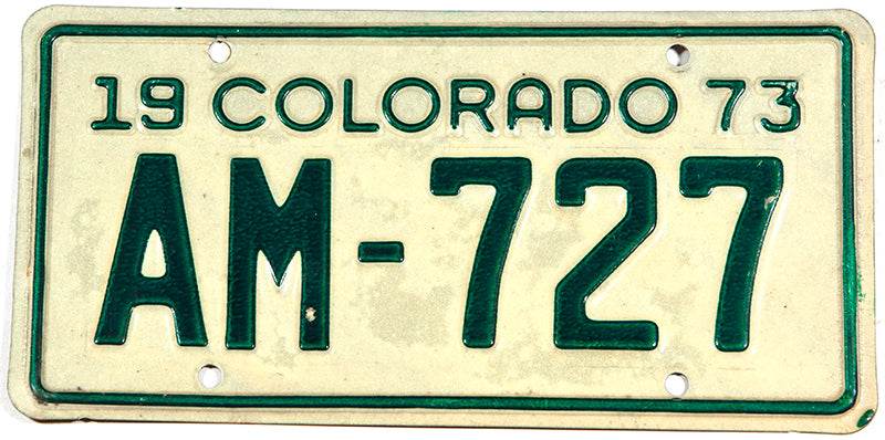 1973 Colorado Motorcycle License Plate | Brandywine General Store