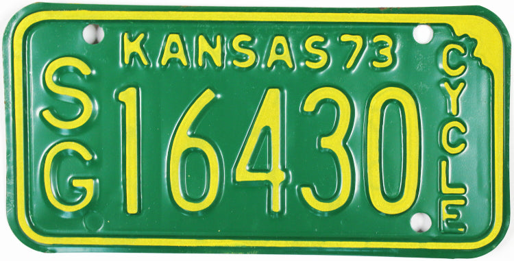 1973 Kansas Motorcycle License Plate | Brandywine General Store