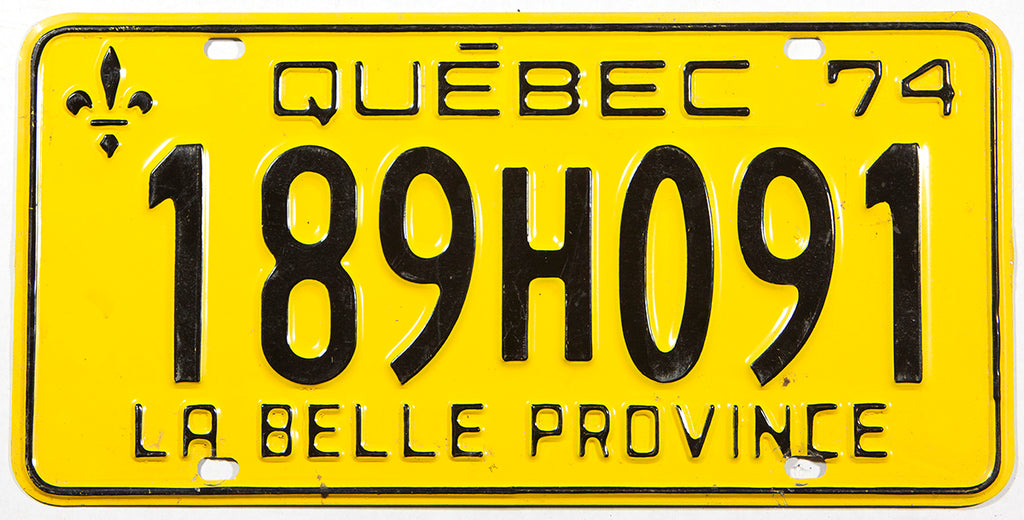 1974 Quebec License Plate | Brandywine General Store