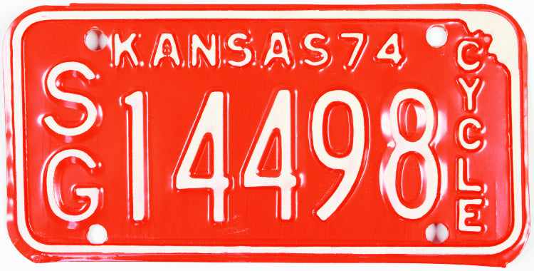 1974 Kansas Motorcycle License Plate | Brandywine General Store