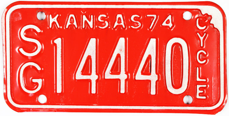 1974 Kansas Motorcycle License Plate | Brandywine General Store