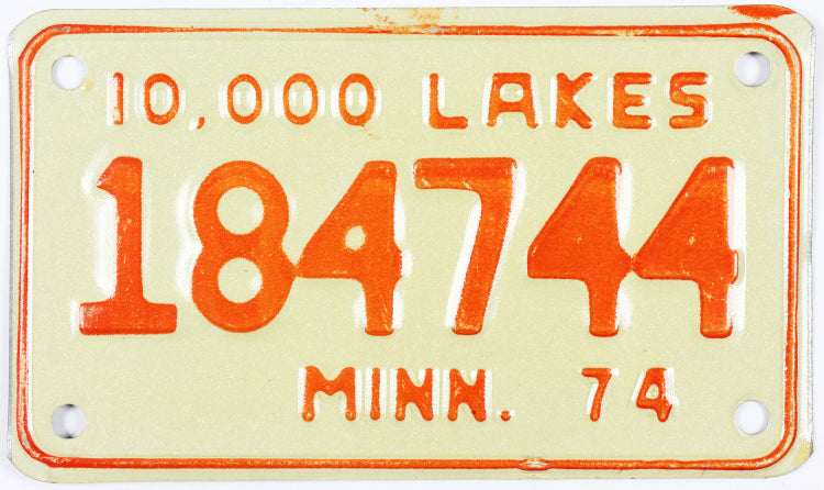 1974 Minnesota Motorcycle License Plate | Brandywine General Store