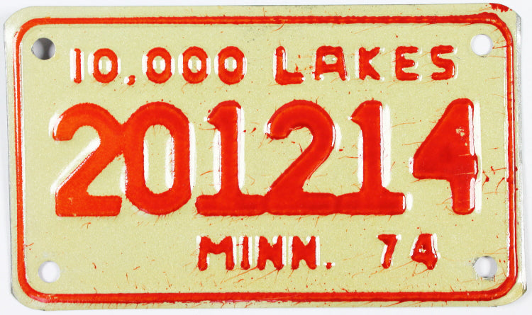 1974 Minnesota Motorcycle License Plate | Brandywine General Store
