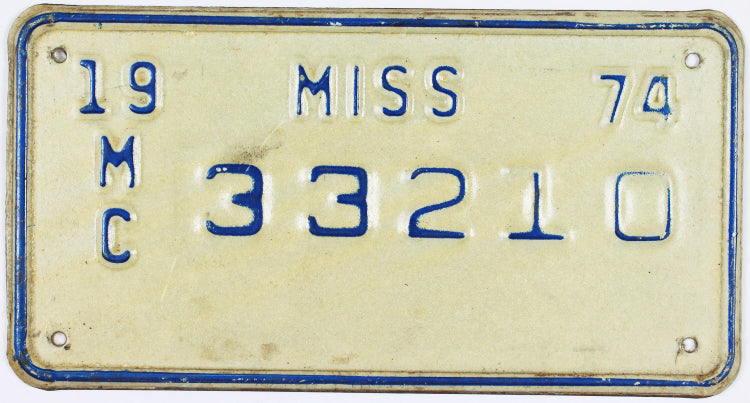 1974 Mississippi Motorcycle License Plate | Brandywine General Store