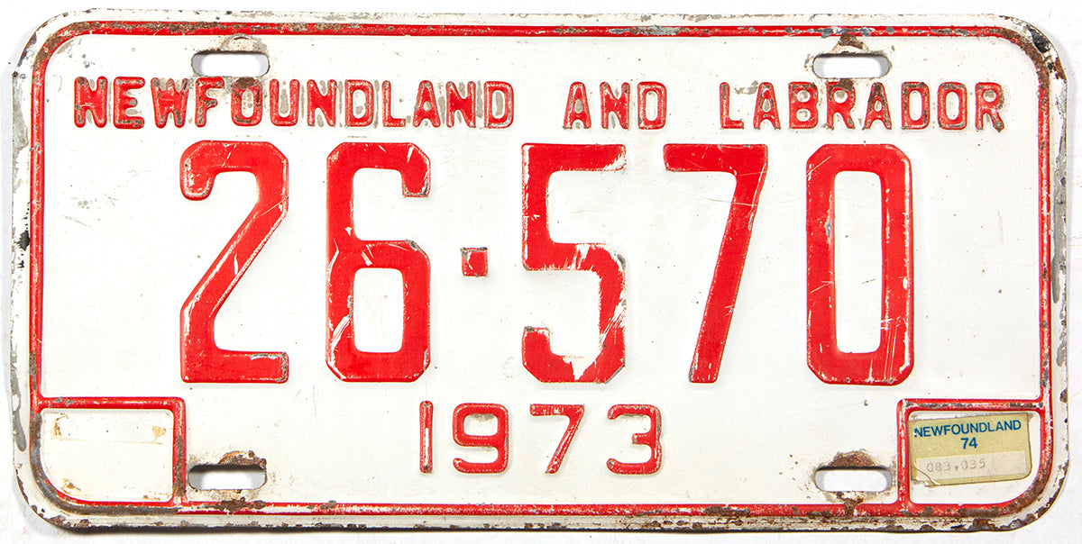 1974 Newfoundland and Labrador License Plate | Brandywine General Store