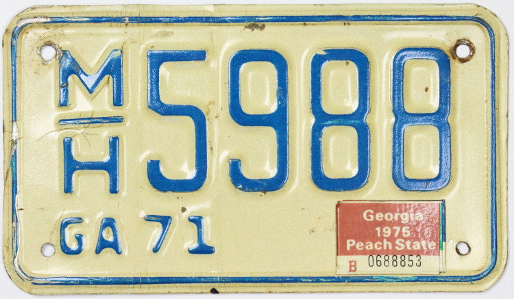 1975 Georgia Motorcycle License Plate | Brandywine General Store