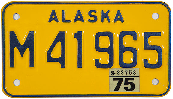 1975 Alaska Motorcycle License Plate | Brandywine General Store