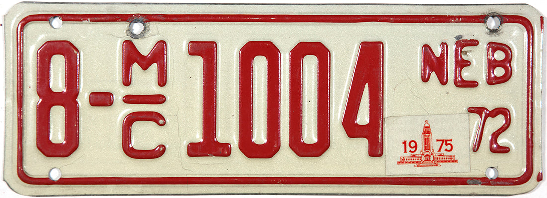 1975 Nebraska Motorcycle License Plate | Brandywine General Store