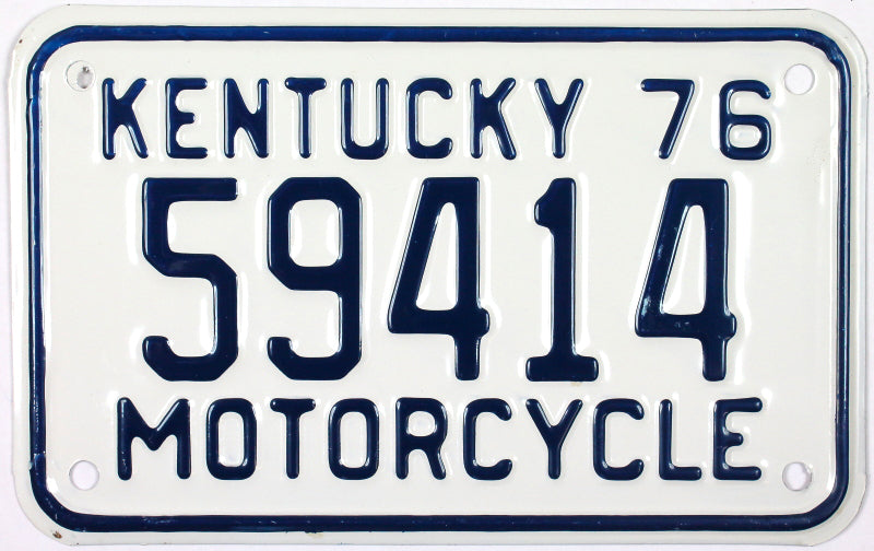 1976 Kentucky Motorcycle License Plate | Brandywine General Store