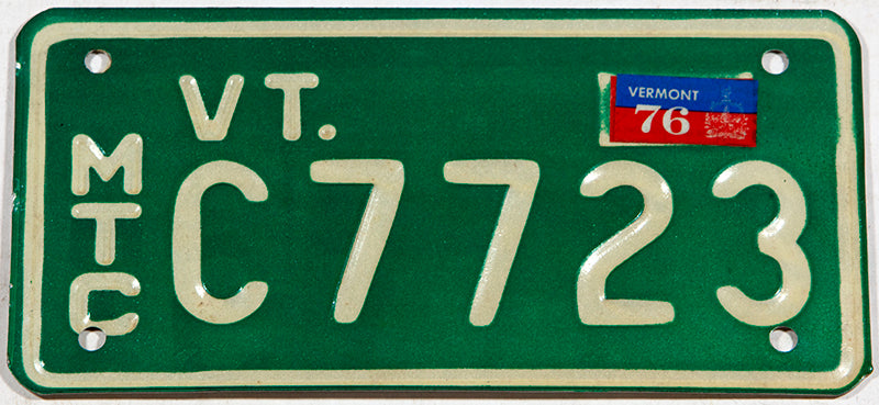 1976 Vermont Motorcycle License Plate | Brandywine General Store