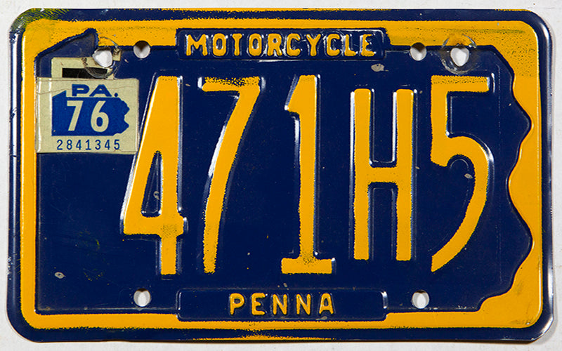 1976 Pennsylvania Motorcycle License Plate | Brandywine General Store