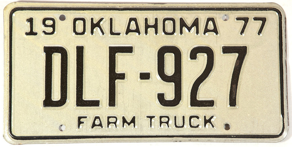 1977 Oklahoma Farm License Plate | Brandywine General Store