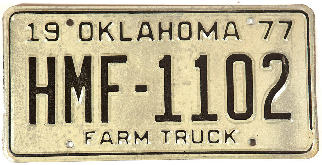 1977 Oklahoma Farm License Plate | Brandywine General Store