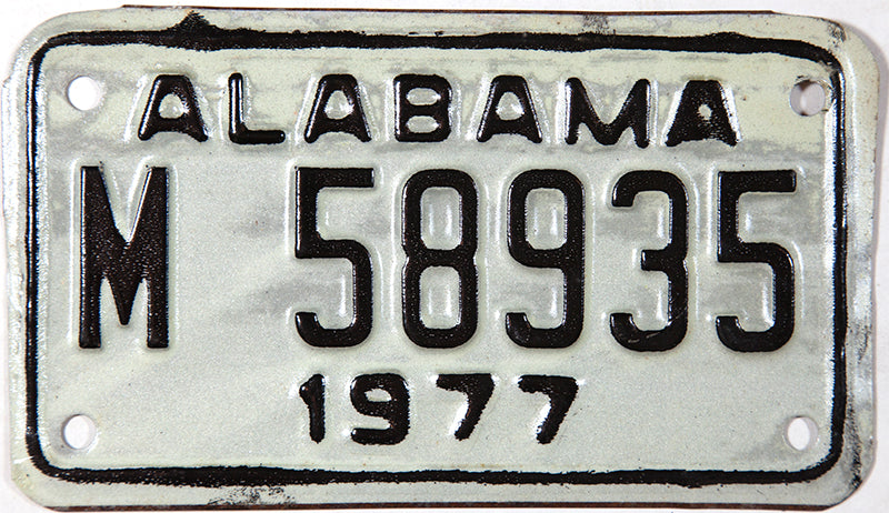 1977 Alabama Motorcycle License Plate | Brandywine General Store