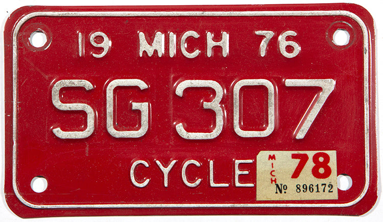 1978 Michigan Motorcycle License Plate | Brandywine General Store