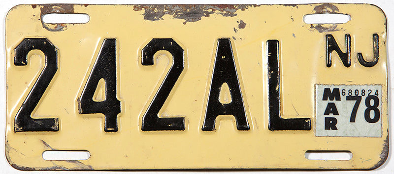 1978 New Jersey Motorcycle License Plate | Brandywine General Store