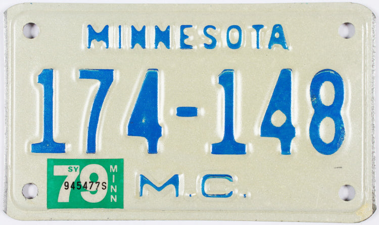 1979 Minnesota Motorcycle License Plate | Brandywine General Store