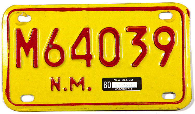 1980 New Mexico Motorcycle License Plate | Brandywine General Store