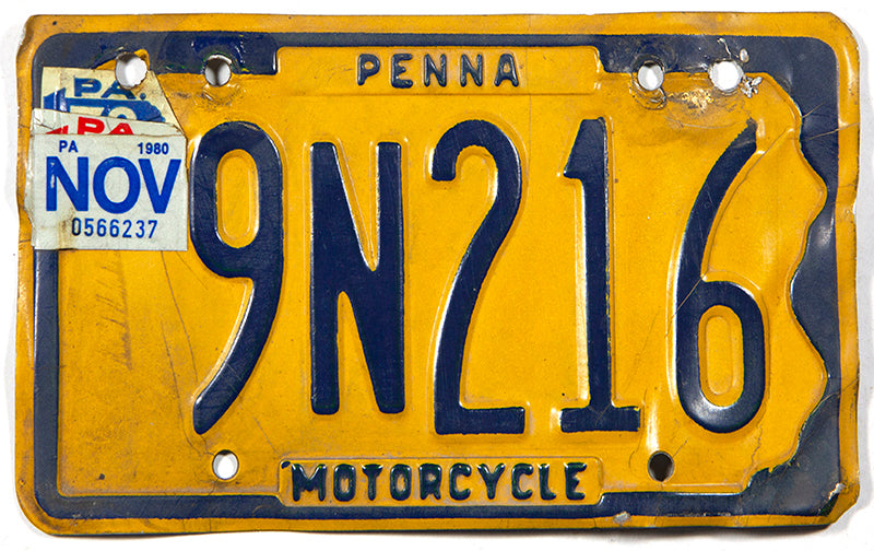 1980 Pennsylvania Motorcycle License Plate | Brandywine General Store