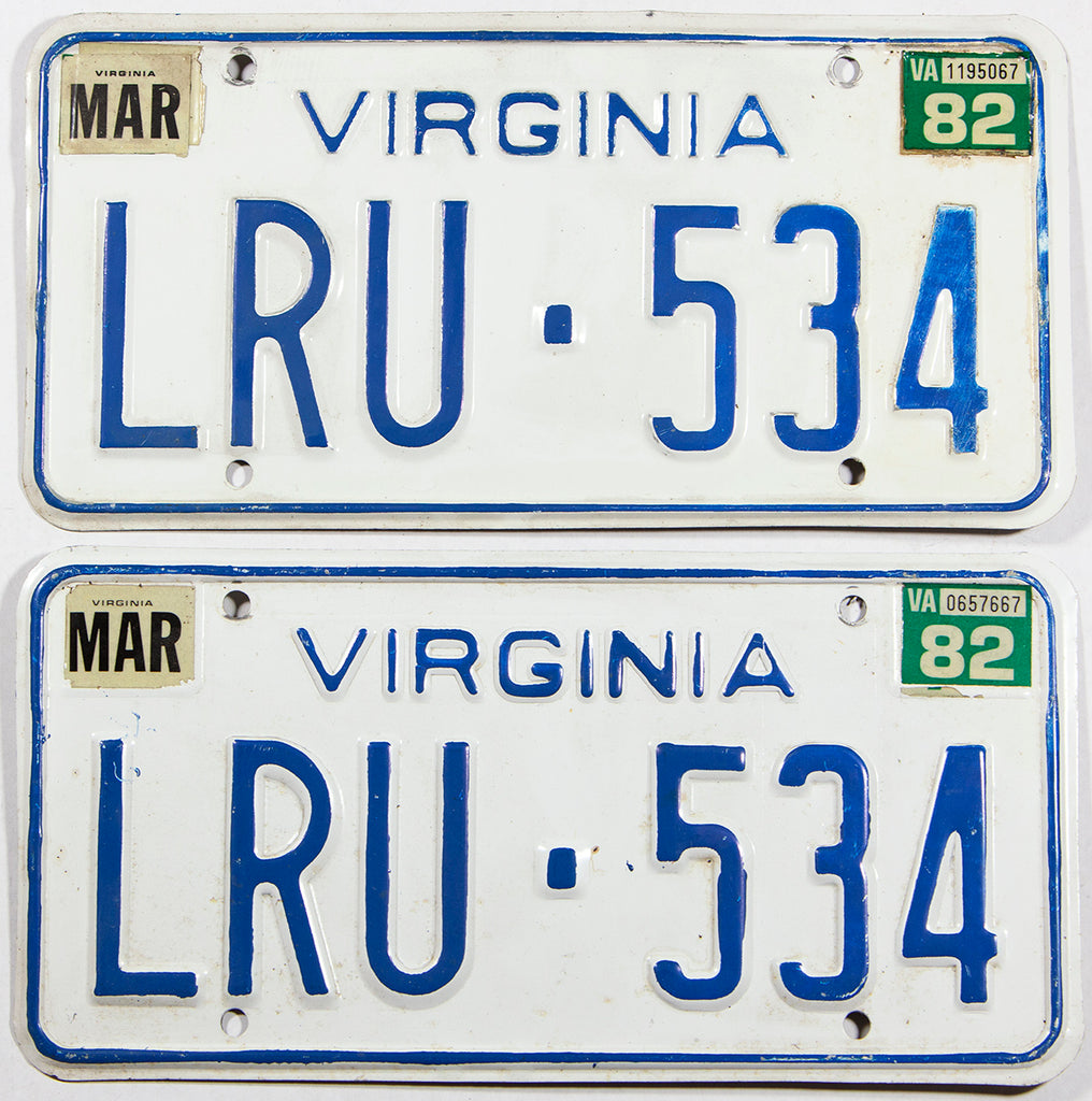 1982 Virginia License Plates | Brandywine General Store