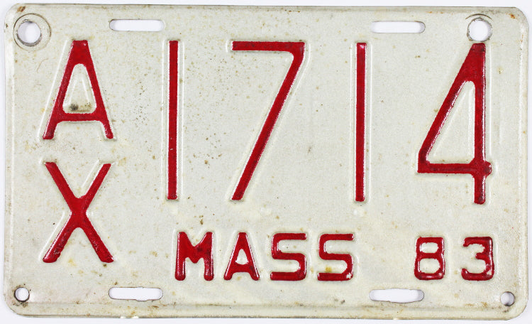 1983 Massachusetts Motorcycle License Plate | Brandywine General Store