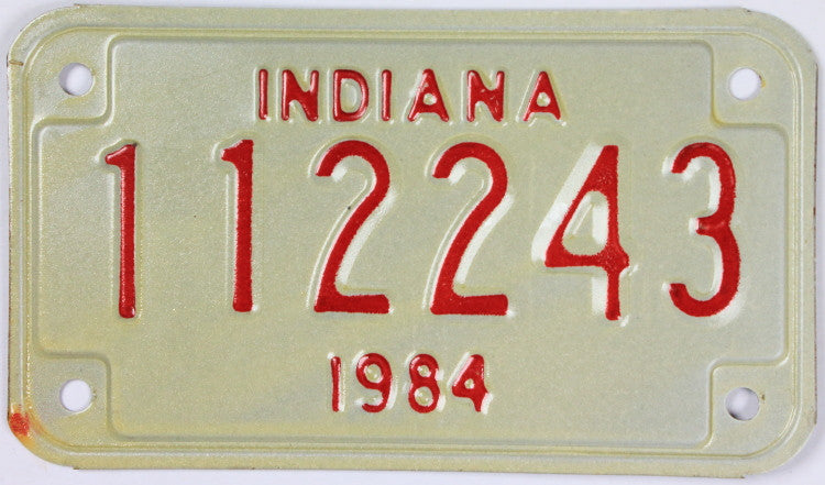 1984 Indiana Motorcycle License Plate | Brandywine General Store