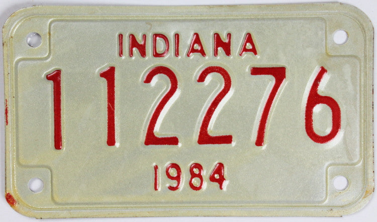 1984 Indiana Motorcycle License Plate | Brandywine General Store