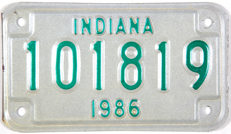 1986 Indiana Motorcycle License Plate | Brandywine General Store